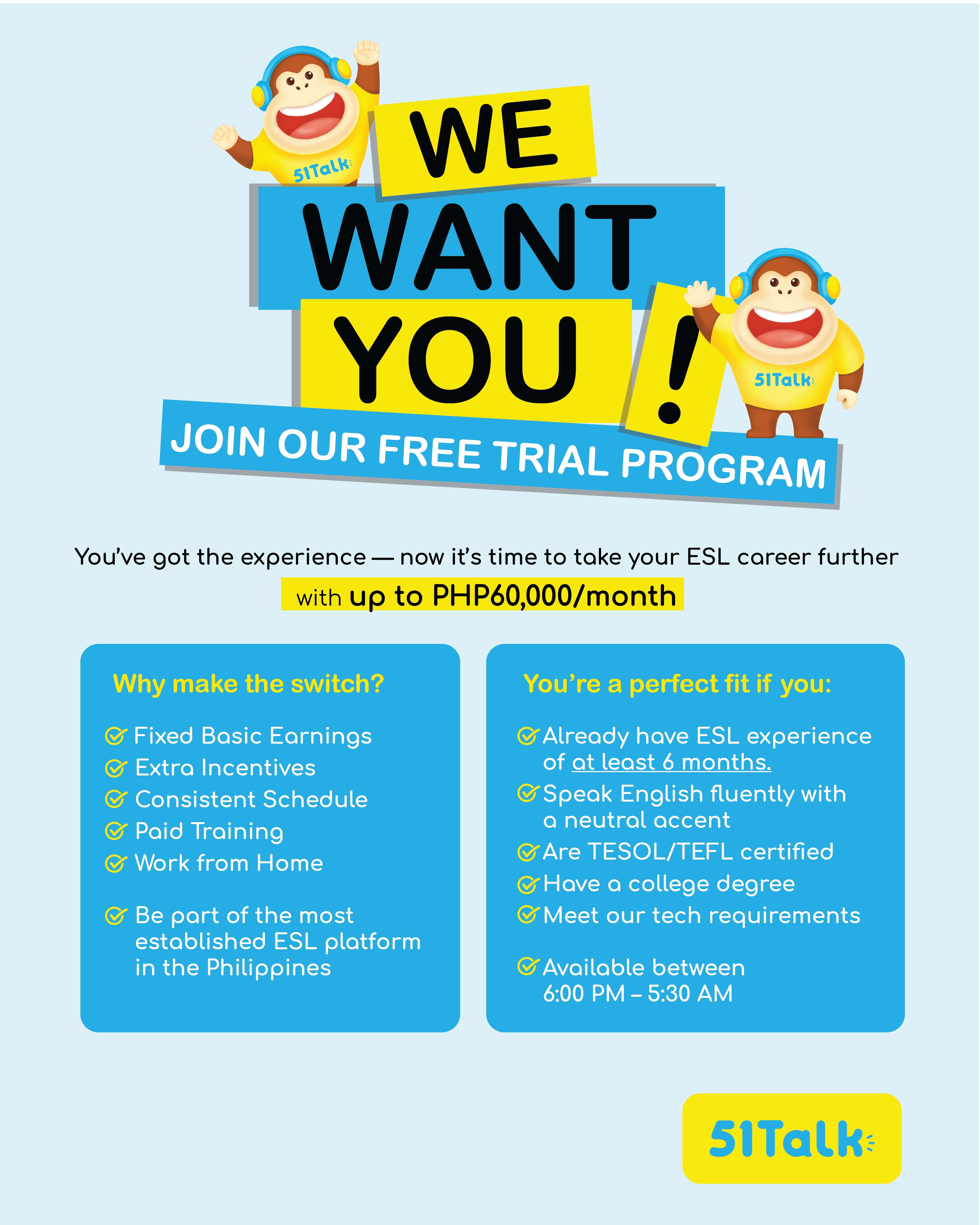 51 Talk PH - Online English Teacher（Filipino Teacher）Up to 80k PHP ...
